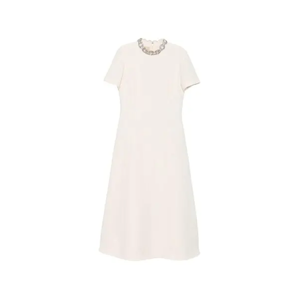 Valentino Garavani Crystal-embellished A-line Dress - Cream