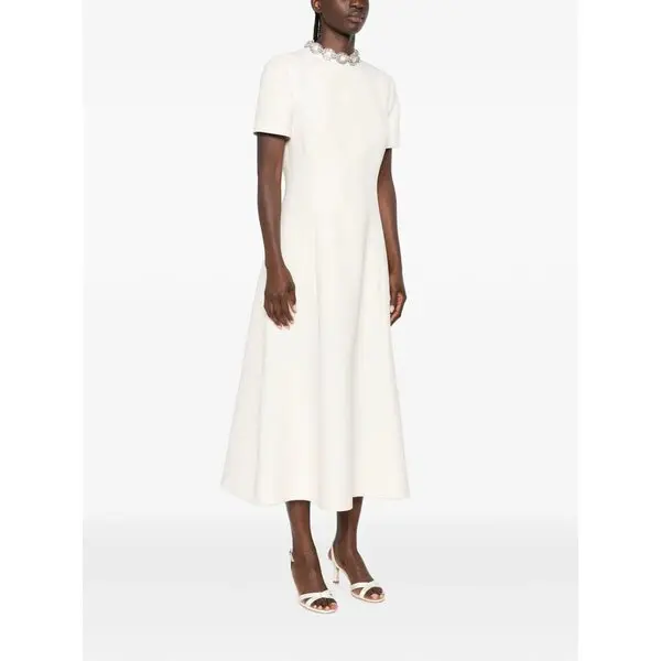 Valentino Garavani Crystal-embellished A-line Dress - Cream