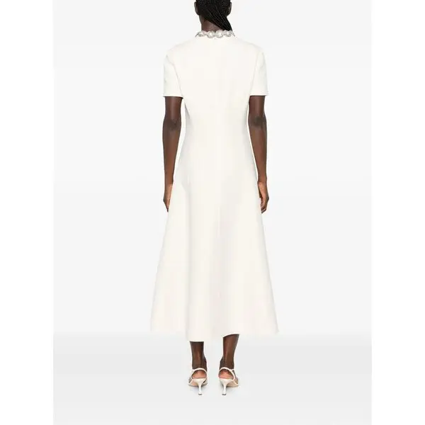Valentino Garavani Crystal-embellished A-line Dress - Cream