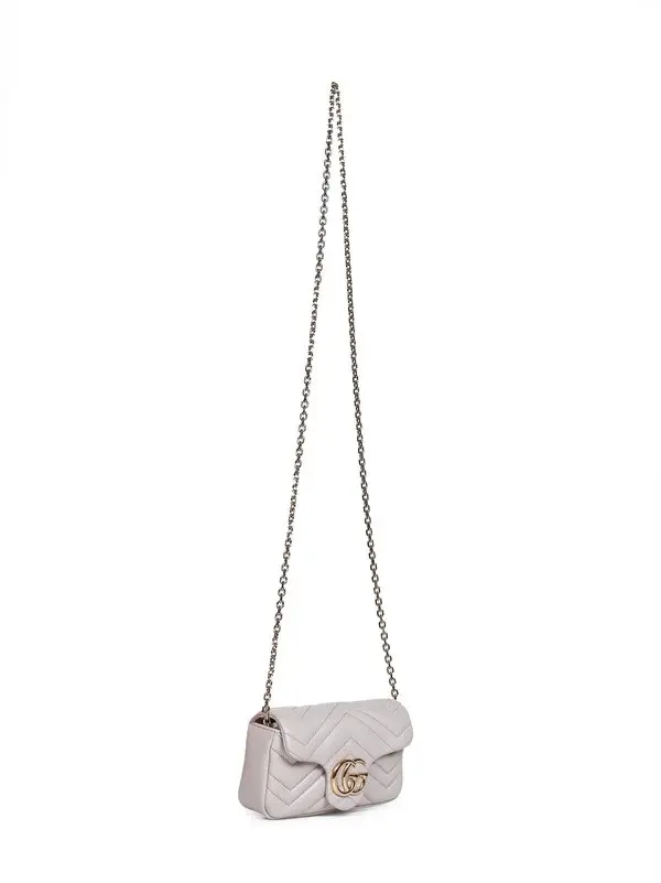 Gucci Light Grey Gg Marmont Mini Shoulder Bag