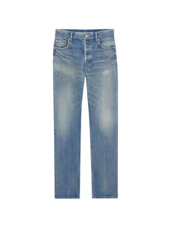 Saint Laurent Straight Leg Denim Jeans - Multicolor