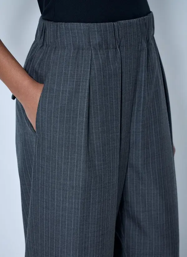 JIL SANDER Pinstripe Wide-leg Trousers - Gray