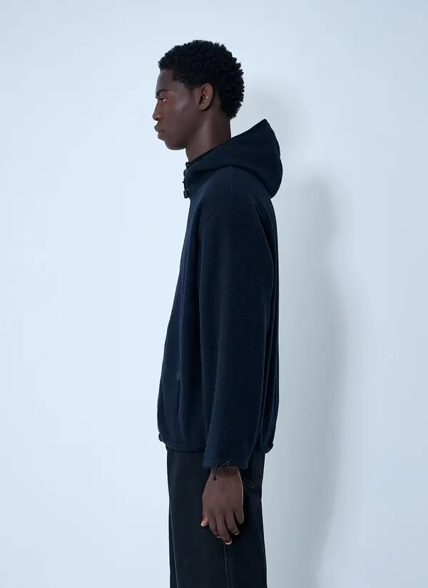 Miu Miu Cotton-fleece Hooded Logo Motif Sweatshirt - Blue