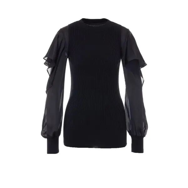 Sacai Satin X Cotton Knit Pullover