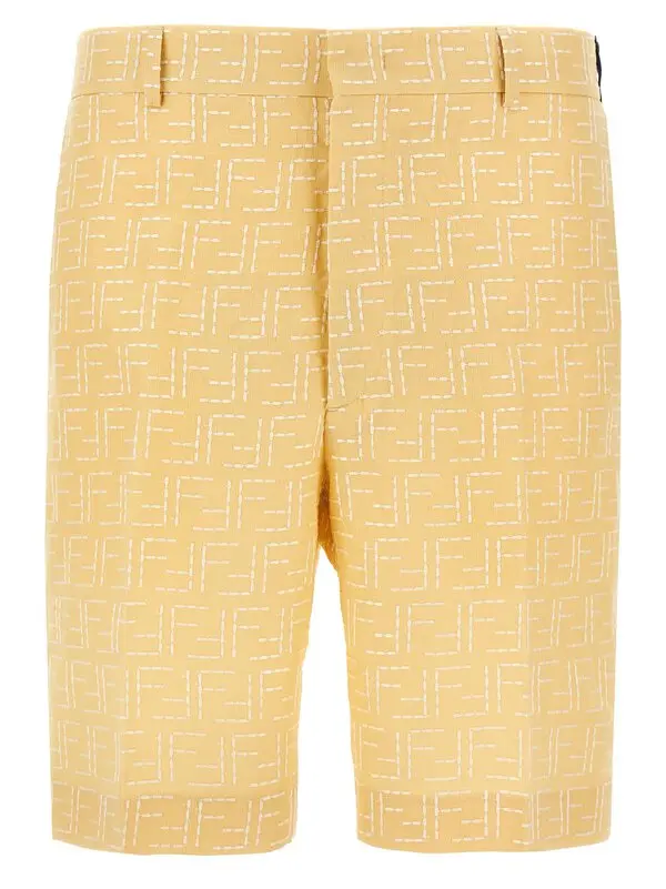 Fendi Bermuda Jacquard Ff Shorts - Yellow