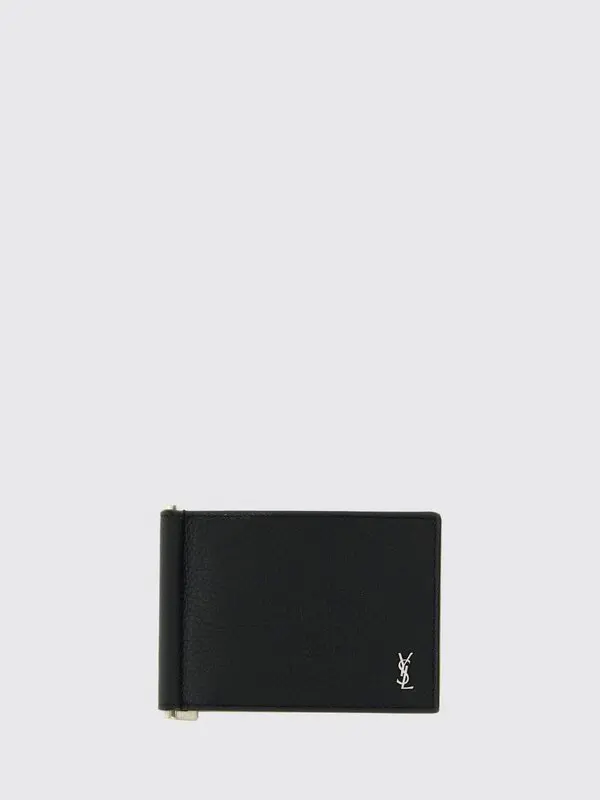 Saint Laurent Tiny Cassandre Grained Leather Wallet - Black