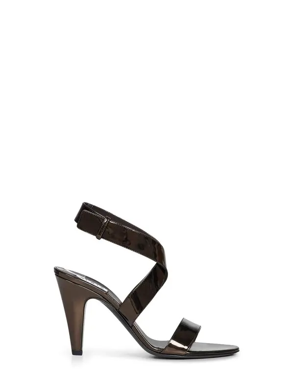 Alaïa Brun Metal Mirror-effect Leather Cone Sandals