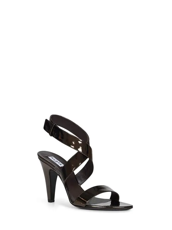 Alaïa Brun Metal Mirror-effect Leather Cone Sandals