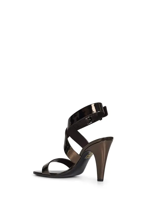 Alaïa Brun Metal Mirror-effect Leather Cone Sandals