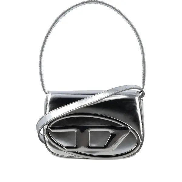 DIESEL® Glossed Leather Shoulder Bag - Silver