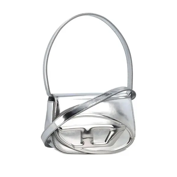 DIESEL® Glossed Leather Shoulder Bag - Silver