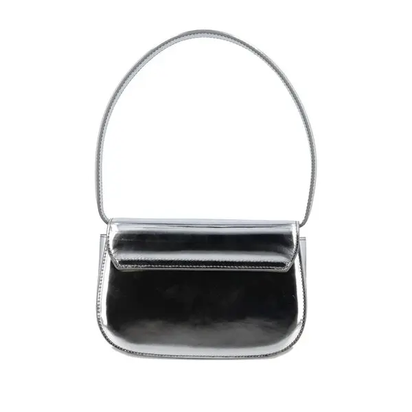 DIESEL® Glossed Leather Shoulder Bag - Silver