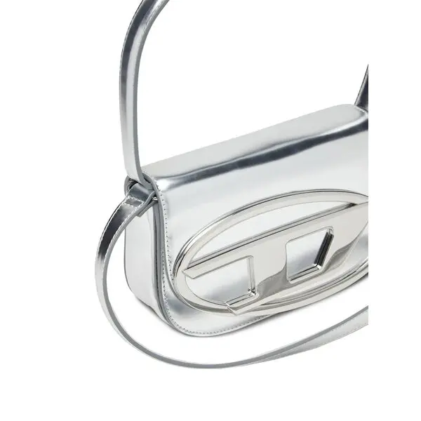 DIESEL® Glossed Leather Shoulder Bag - Silver