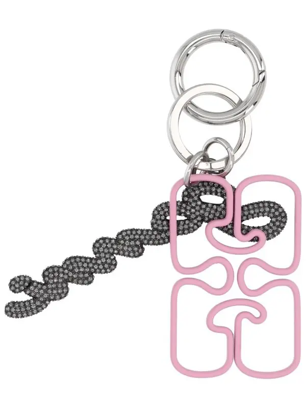 GANNI Keychain With Logo - Gray