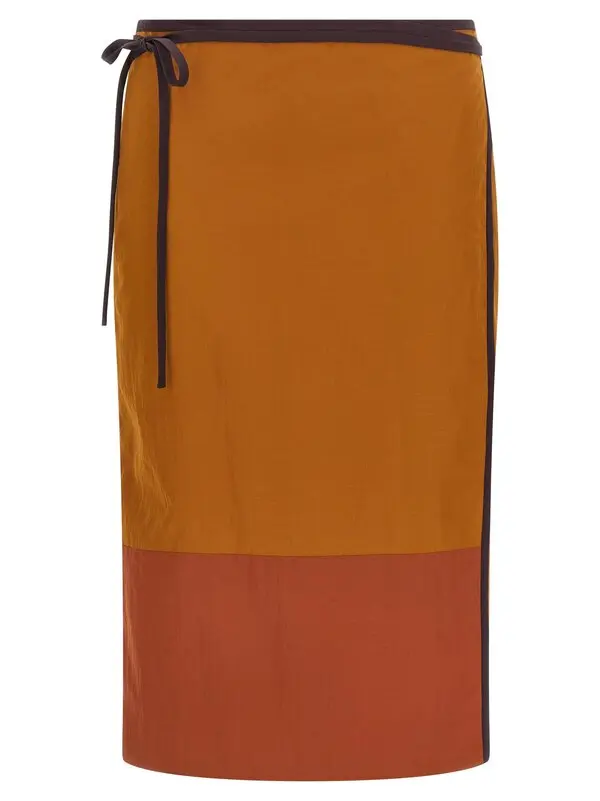 Saint Laurent Nylon Pencil Skirt - Brown