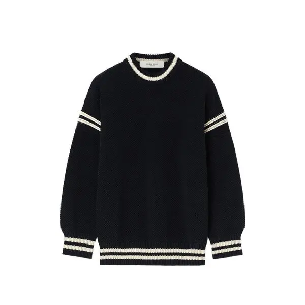 GOLDEN GOOSE Waffle Knit Jumper - Blue_1