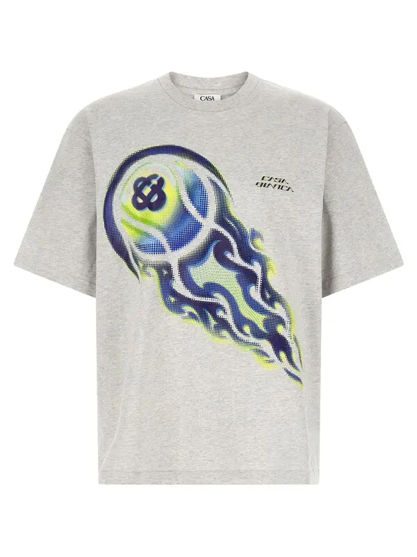 Casablanca Flaming Tennis Ball' T-shirt - Gray