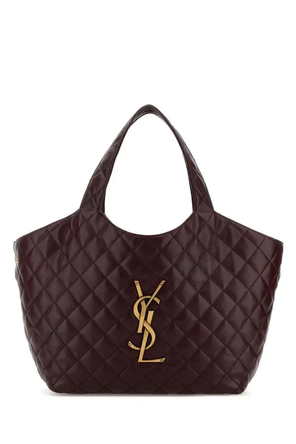 Saint Laurent Burgundy Nappa Leather Medium Icare Shopping Bag - Red