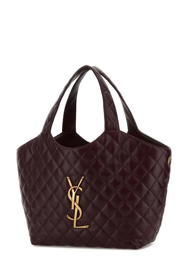 Saint Laurent Burgundy Nappa Leather Medium Icare Shopping Bag - Red