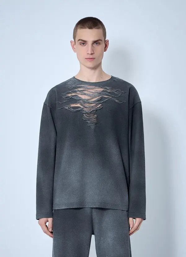 DIESEL® S-ruben Distressed Cotton-blend Sweater