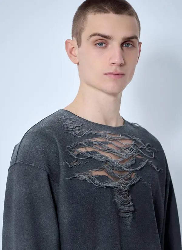 DIESEL® S-ruben Distressed Cotton-blend Sweater