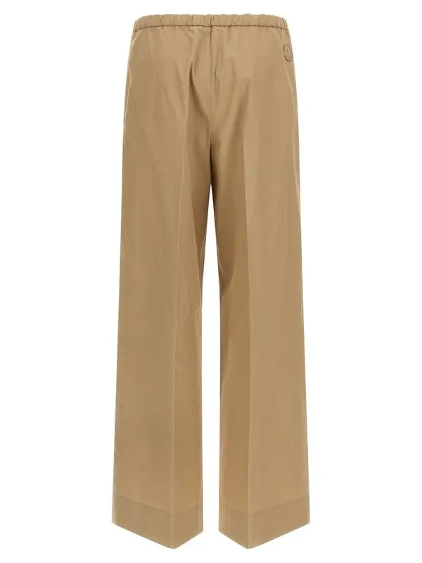 Moncler Grosgrain Logo Patch Pants - Cream
