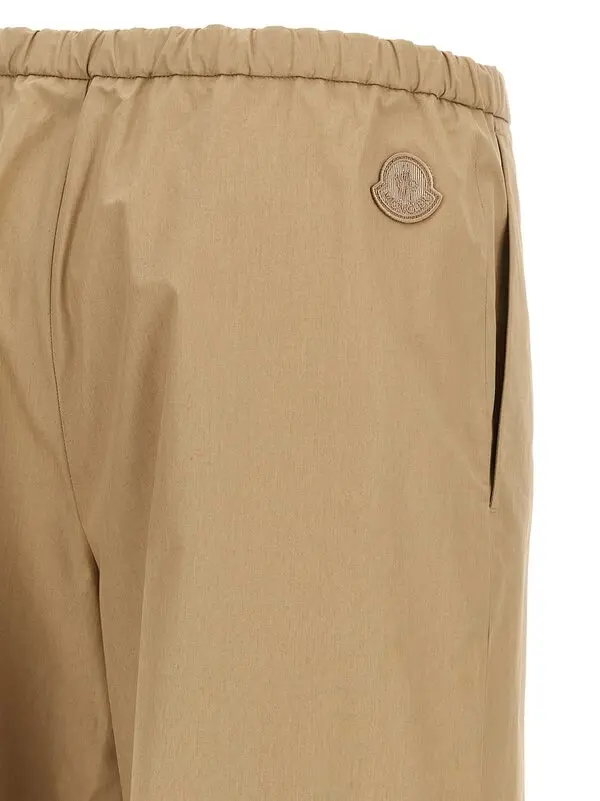 Moncler Grosgrain Logo Patch Pants - Cream