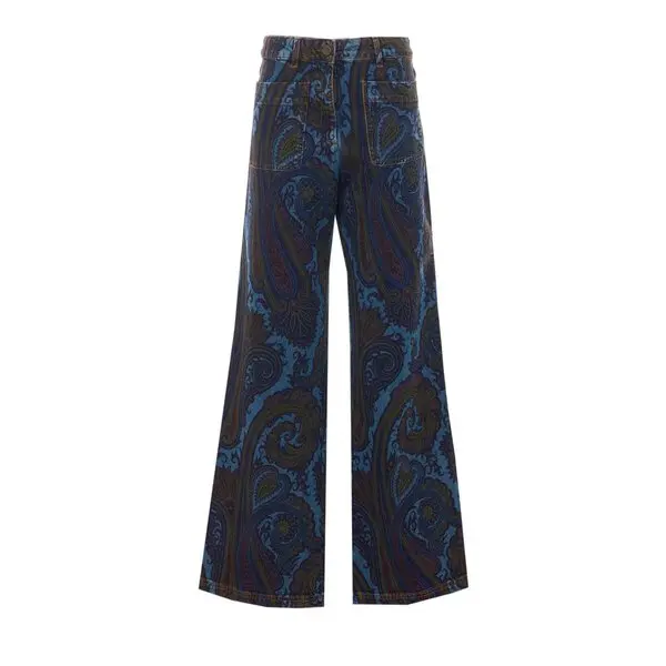 Etro Paisley Motif Wide Leg Jeans - Blue