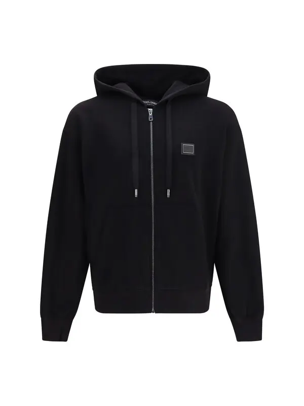 Dolce & Gabbana Cotton Hooded Sweatshirt With Dg Plaque