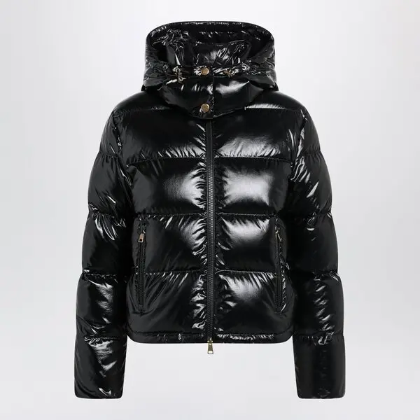 Moncler Niveole Cropped Down Jacket In Glossy Nylon - Black