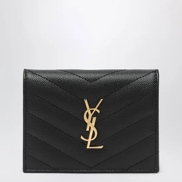 Saint Laurent Cassandre Matelasse Flap Card Holder - Black