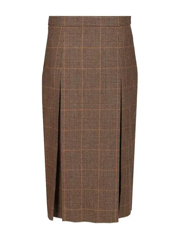 Saint Laurent Prince Of Wales Skirt - Brown