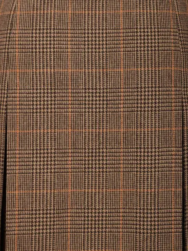 Saint Laurent Prince Of Wales Skirt - Brown