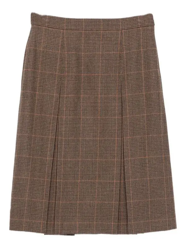 Saint Laurent Prince Of Wales Skirt - Brown
