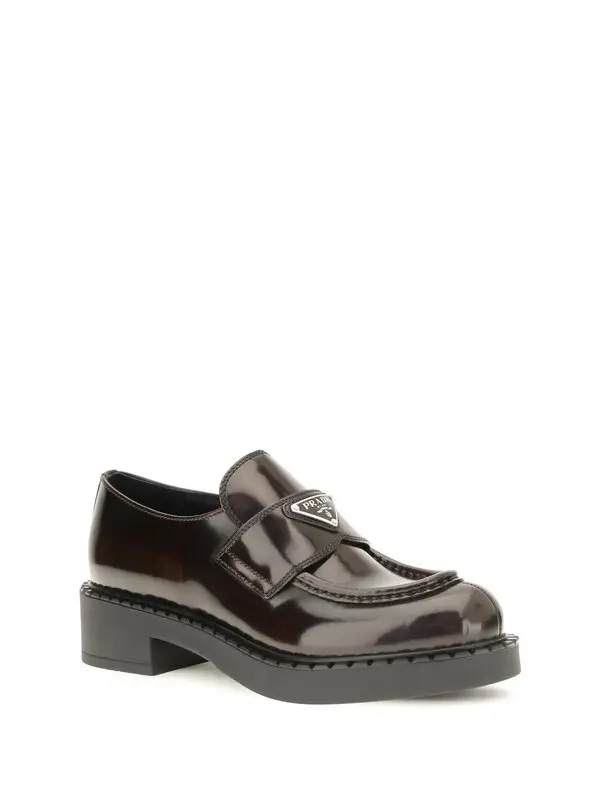 Prada Leather Logo Loafers