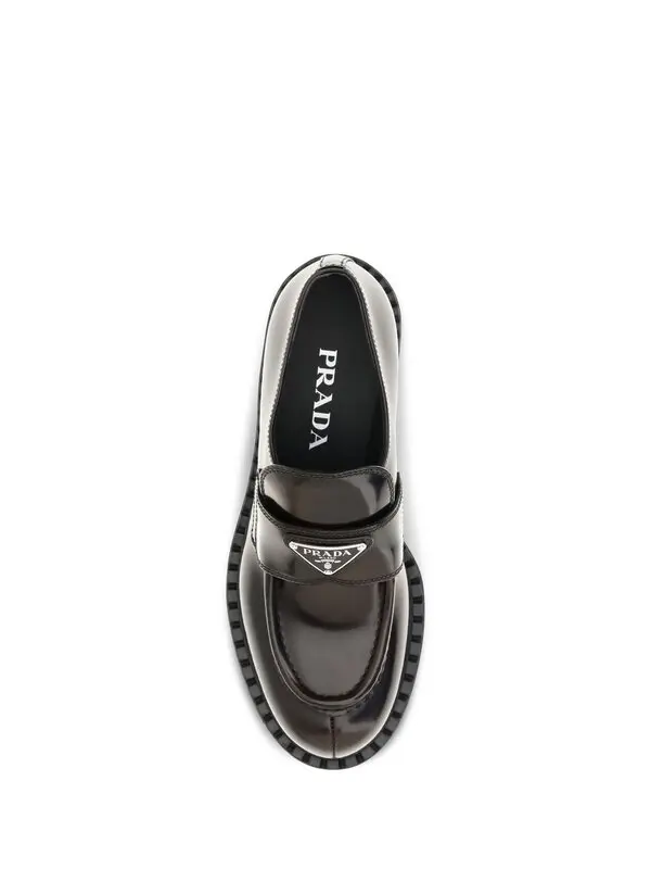 Prada Leather Logo Loafers