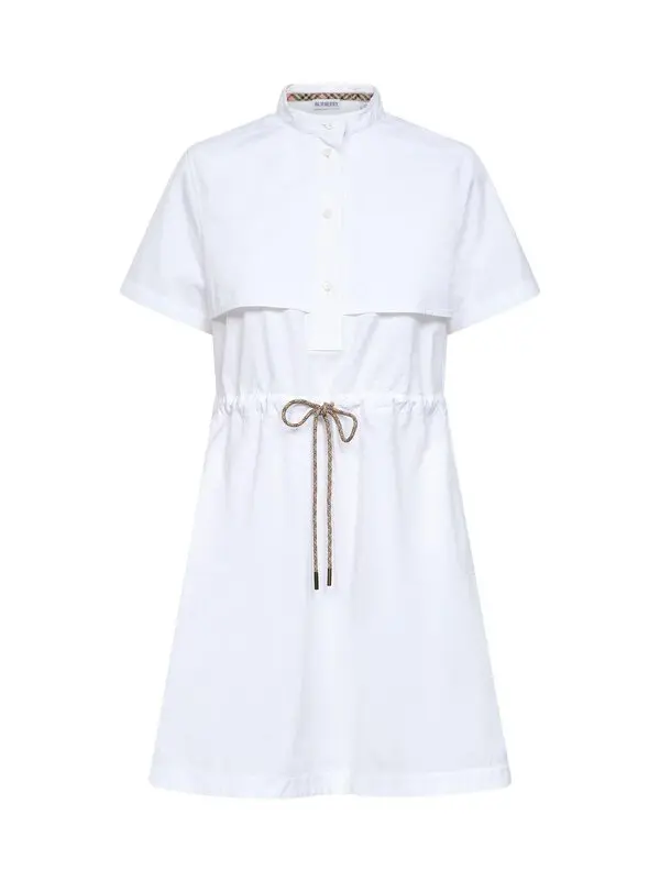 Burberry Optical White Cotton Poplin Short Dress - Multicolor