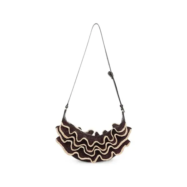 Zimmermann Crochet Knit Ruffled Shoulder Bag