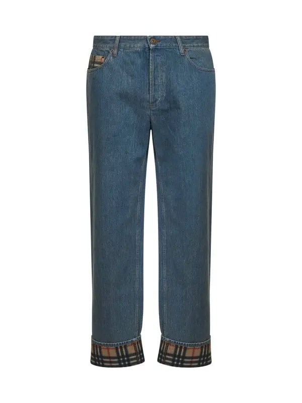 Burberry Medium Blue Denim Jeans With Check Details