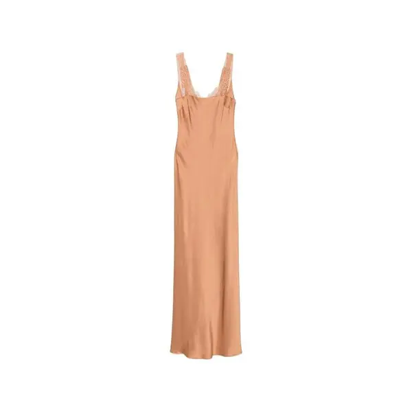 FORTE_FORTE Satin Lace Trim Dress - Cream