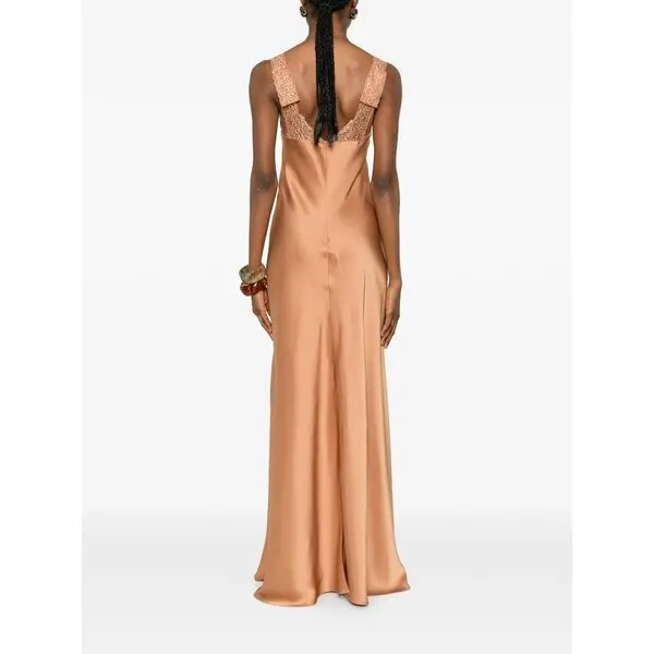 FORTE_FORTE Satin Lace Trim Dress