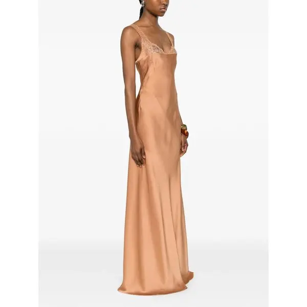 FORTE_FORTE Satin Lace Trim Dress