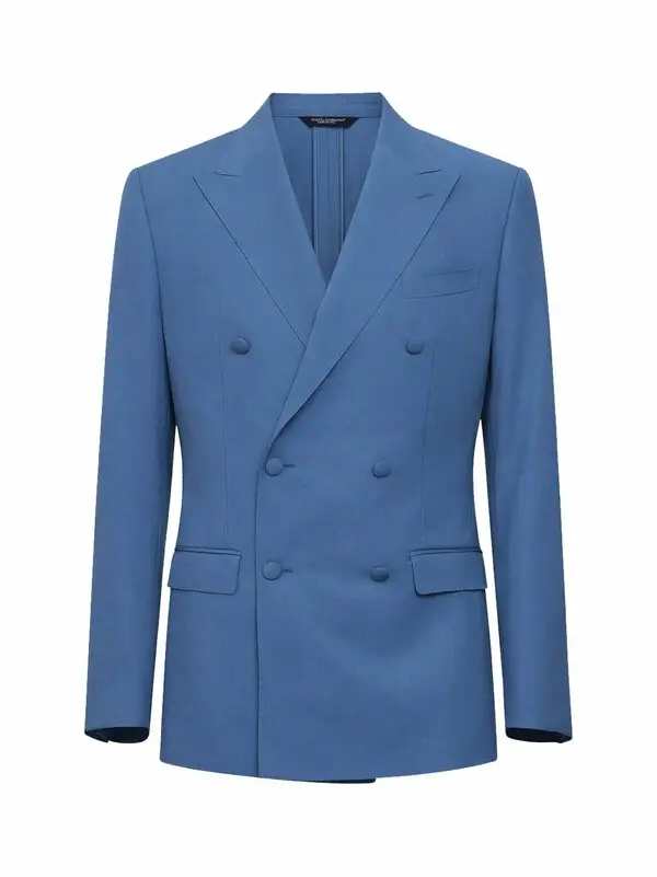 Dolce & Gabbana Avio Blue Wool Poplin Double-breasted Jacket