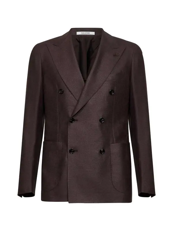 Tagliatore Dark Brown Silk And Wool Vesuvio Double-breasted Blazer