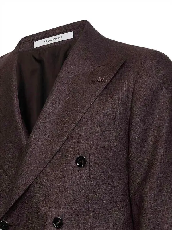 Tagliatore Dark Brown Silk And Wool Vesuvio Double-breasted Blazer