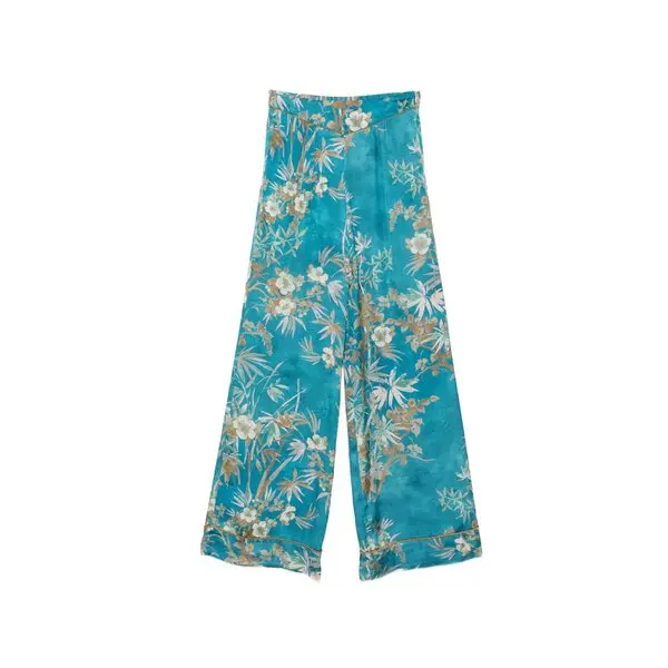 FORTE_FORTE Floral Print Palazzo Trousers - Blue