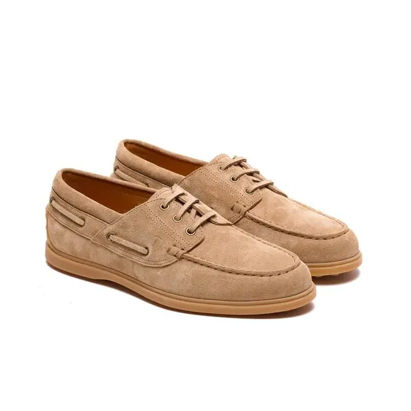 TOD'S Suede Boat Loafers - Cream