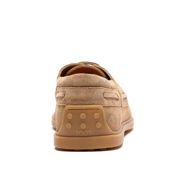 TOD'S Suede Boat Loafers - Cream
