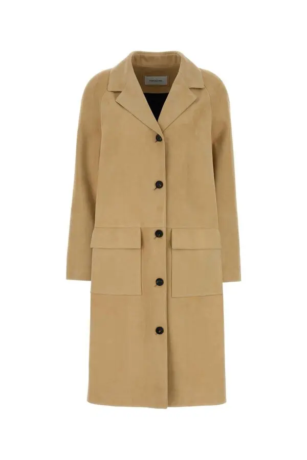 FERRAGAMO Beige Suede Coat