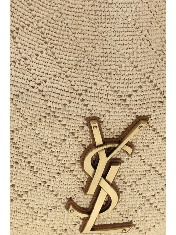 Saint Laurent Icare Hobo Bag In Raffia - Cream